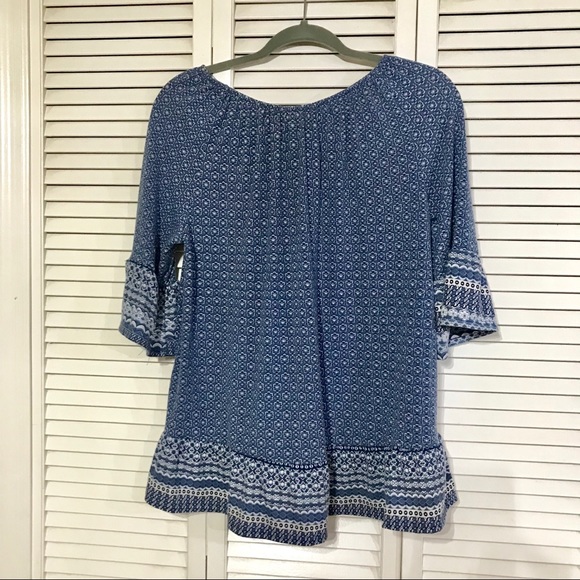 Como Blu | Tops | Como Blu Boho Blue Top | Poshmark